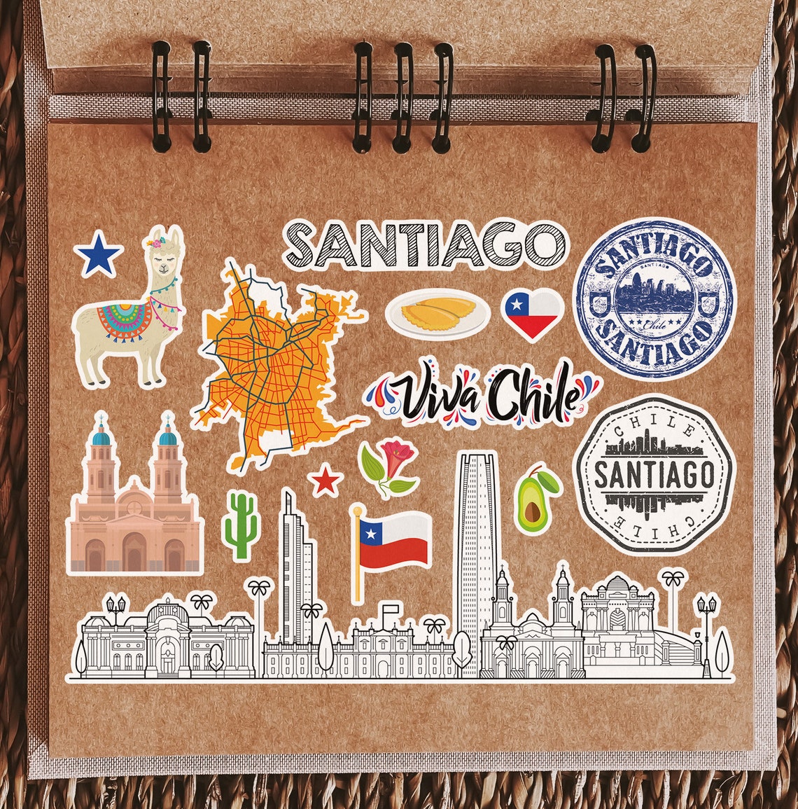 A5 Sticker Sheet Santiago Landmarks Vinyl Stickers - Chile City Airport ...
