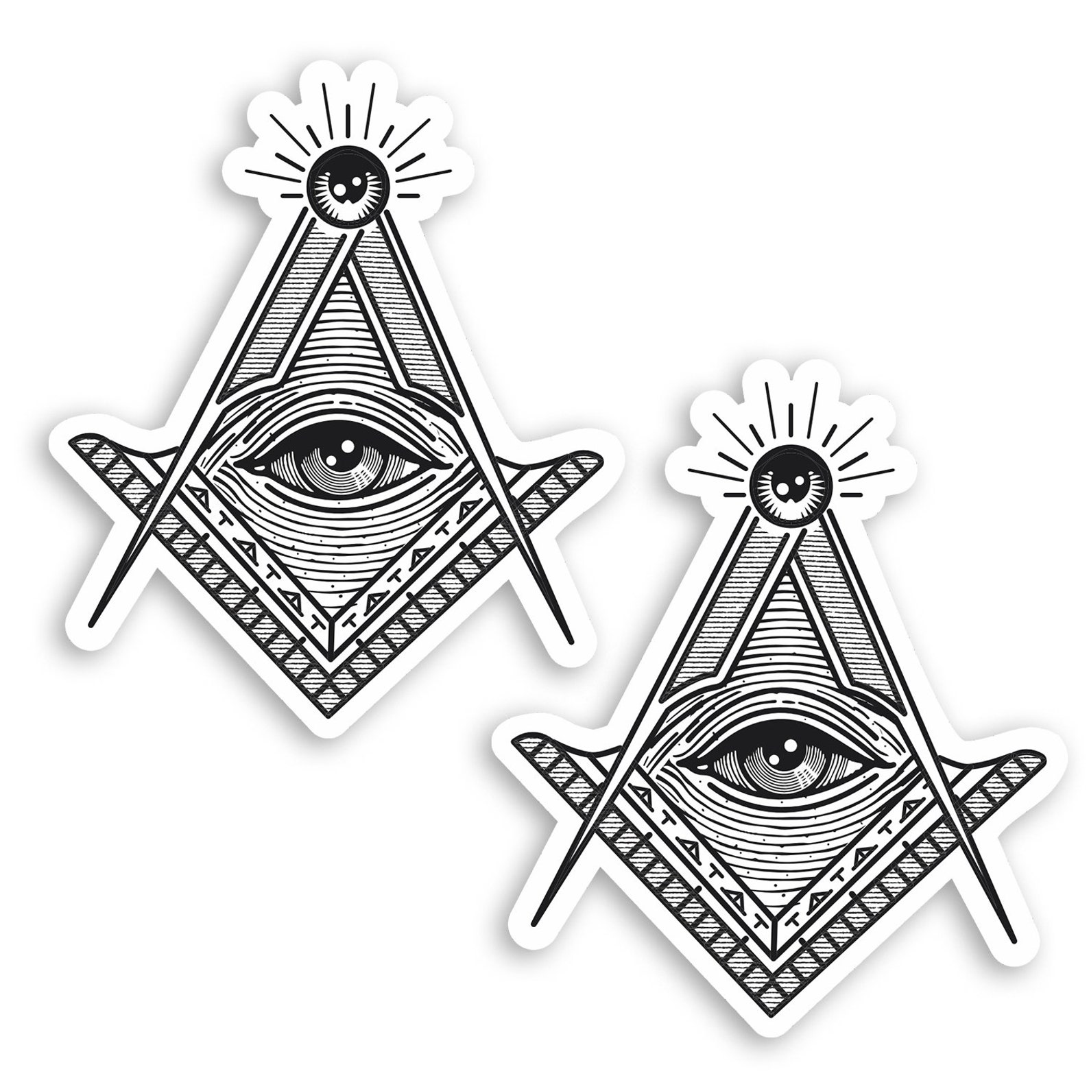 2 X 10cm Masonic Freemason Logo Vinyl Stickers - All Seeing Eye Sticker ...