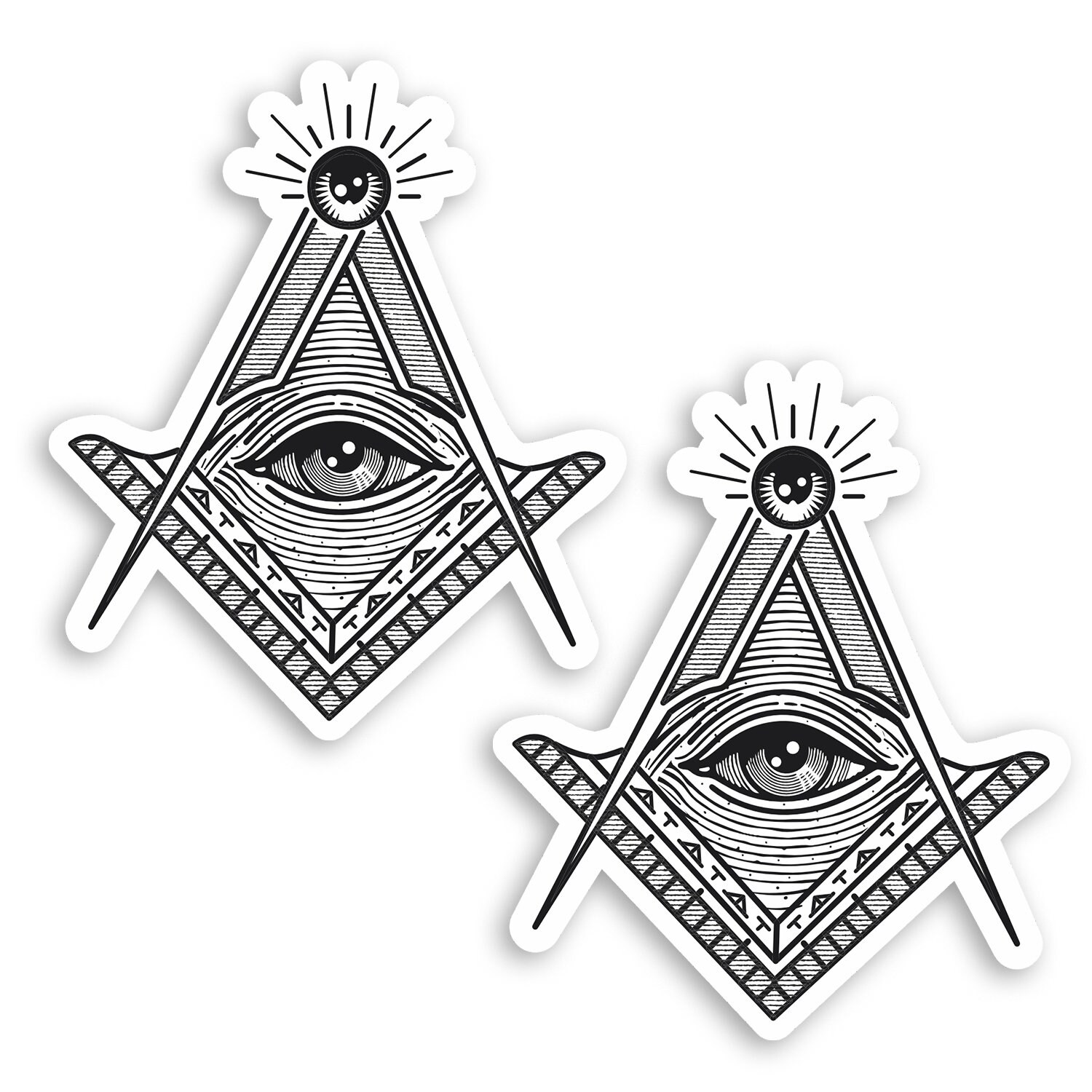 2 X 10cm Masonic Freemason Logo Vinyl Stickers All Seeing Eye Sticker ...