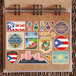 A5 Sticker Sheet Puerto Rico Landmarks Vinyl Stickers - Country Map ...