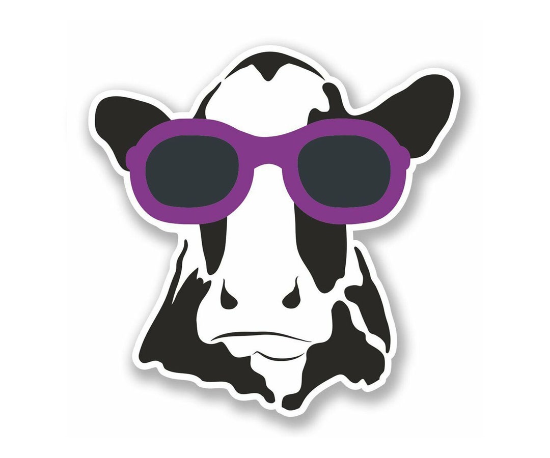 2 X 10cm Cool Cow Vinyl Stickers Cattle Sunglasses Animal Farming ...