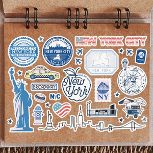 A5 Sticker Sheet New York Blue Landmarks Vinyl Stickers - NYC America ...
