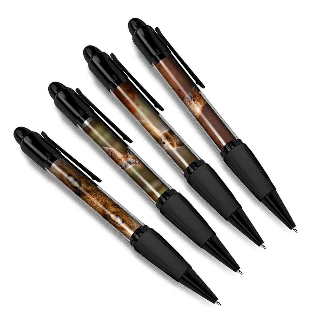 Set of 4 Red Fox Black Ballpoint Pens - Foxes Animal Nature Wildlife ...