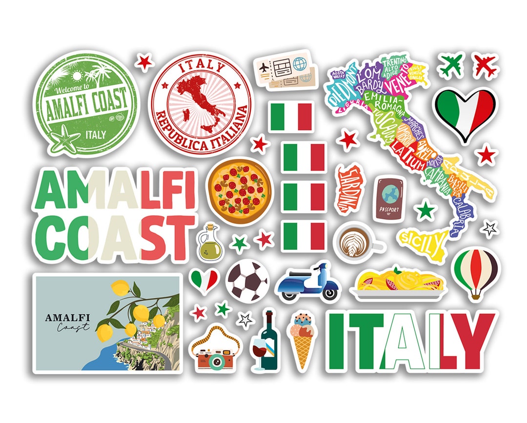 A5 Sticker Sheet Amalfi Coast Landmarks Vinyl Stickers - Italy Italian ...