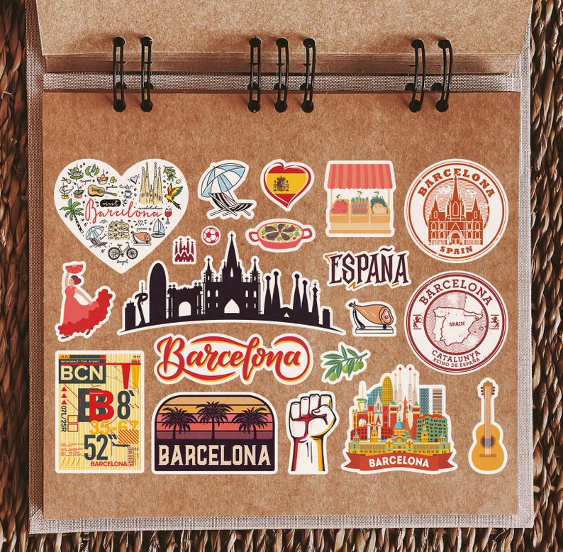 A5 Sticker Sheet Barcelona Landmarks Vinyl Stickers Spain - Etsy
