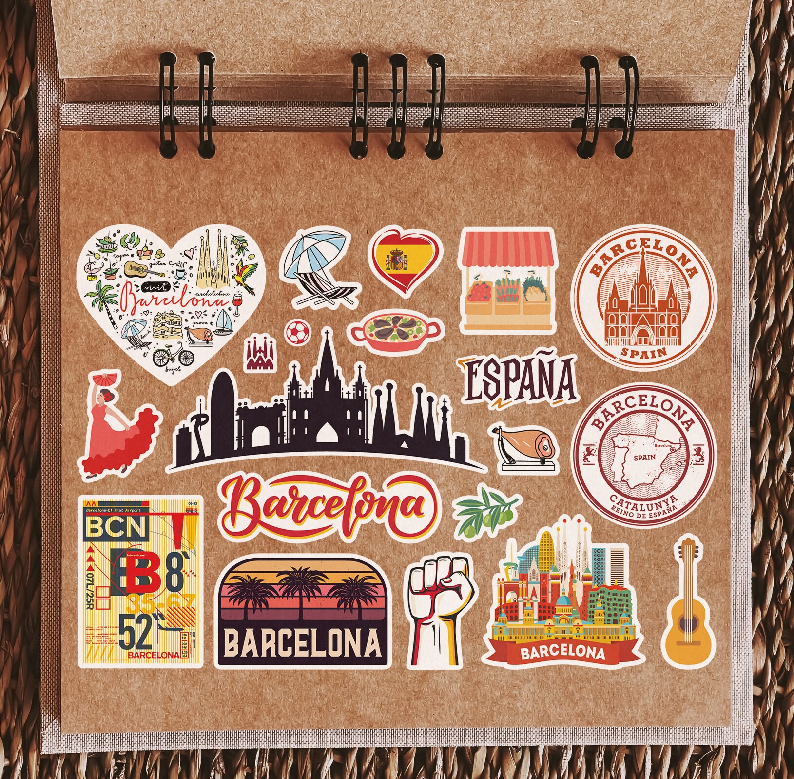 A5 Sticker Sheet Barcelona Landmarks Vinyl Stickers Spain - Etsy