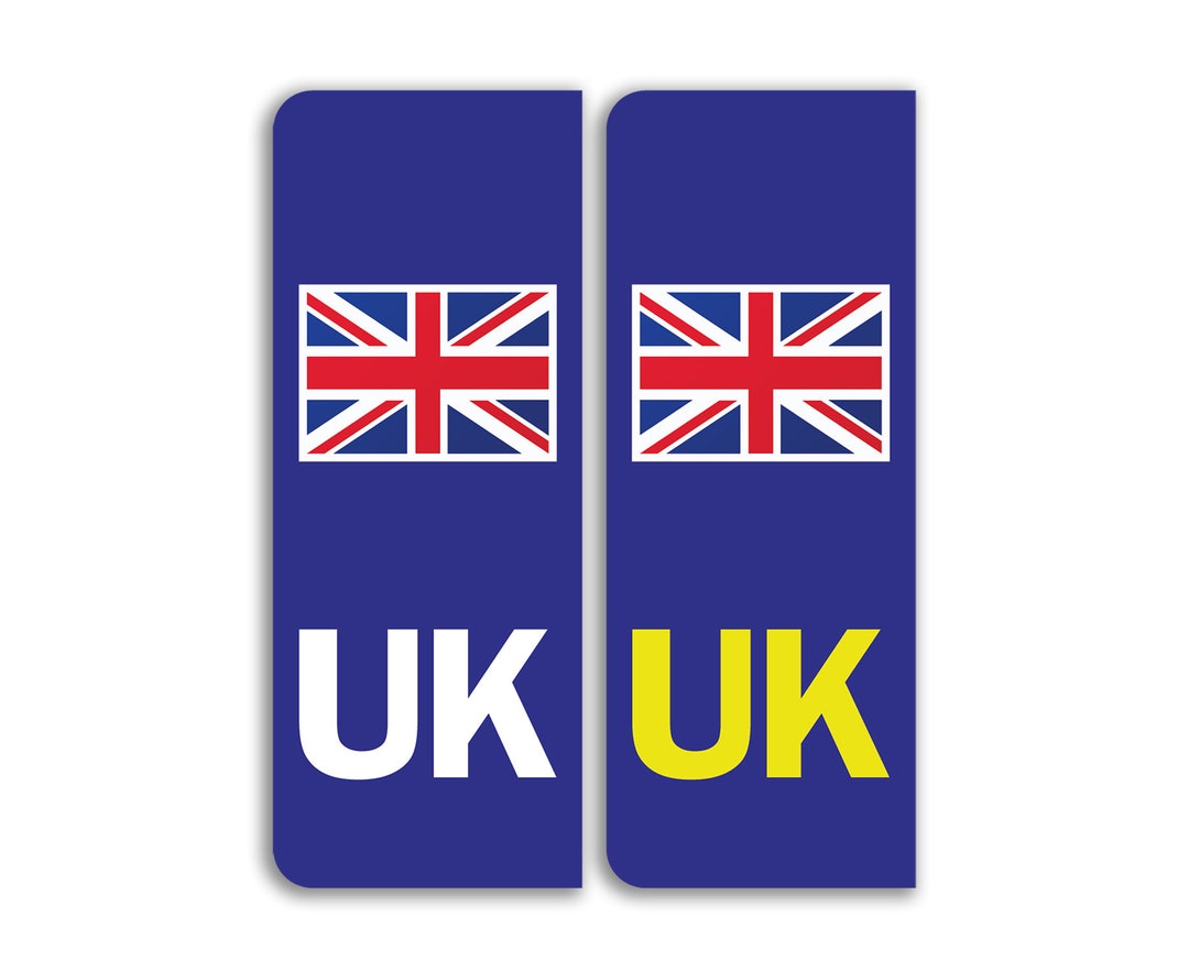 2 X UK Numberplate Vinyl Stickers - Flag Abroad Travel Car United ...