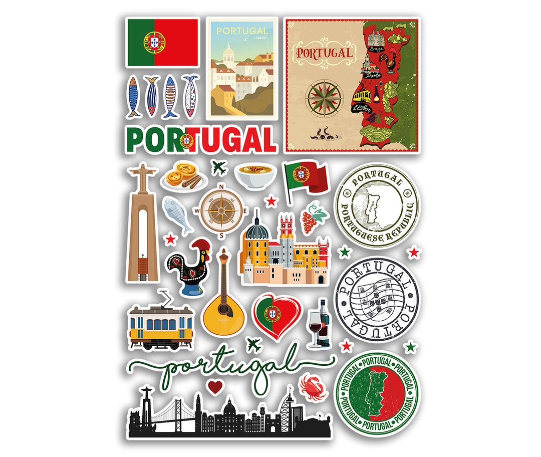 A4 Sticker Sheet Portugal Landmarks Vinyl Stickers - Portuguese City ...