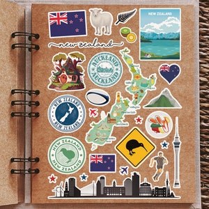 A4 Sticker Sheet New Zealand Landmarks Vinyl Stickers - Kiwi City Map ...