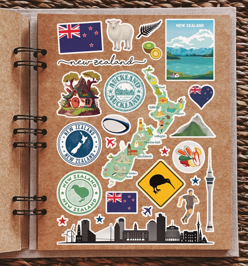 A4 Sticker Sheet New Zealand Landmarks Vinyl Stickers Kiwi - Etsy