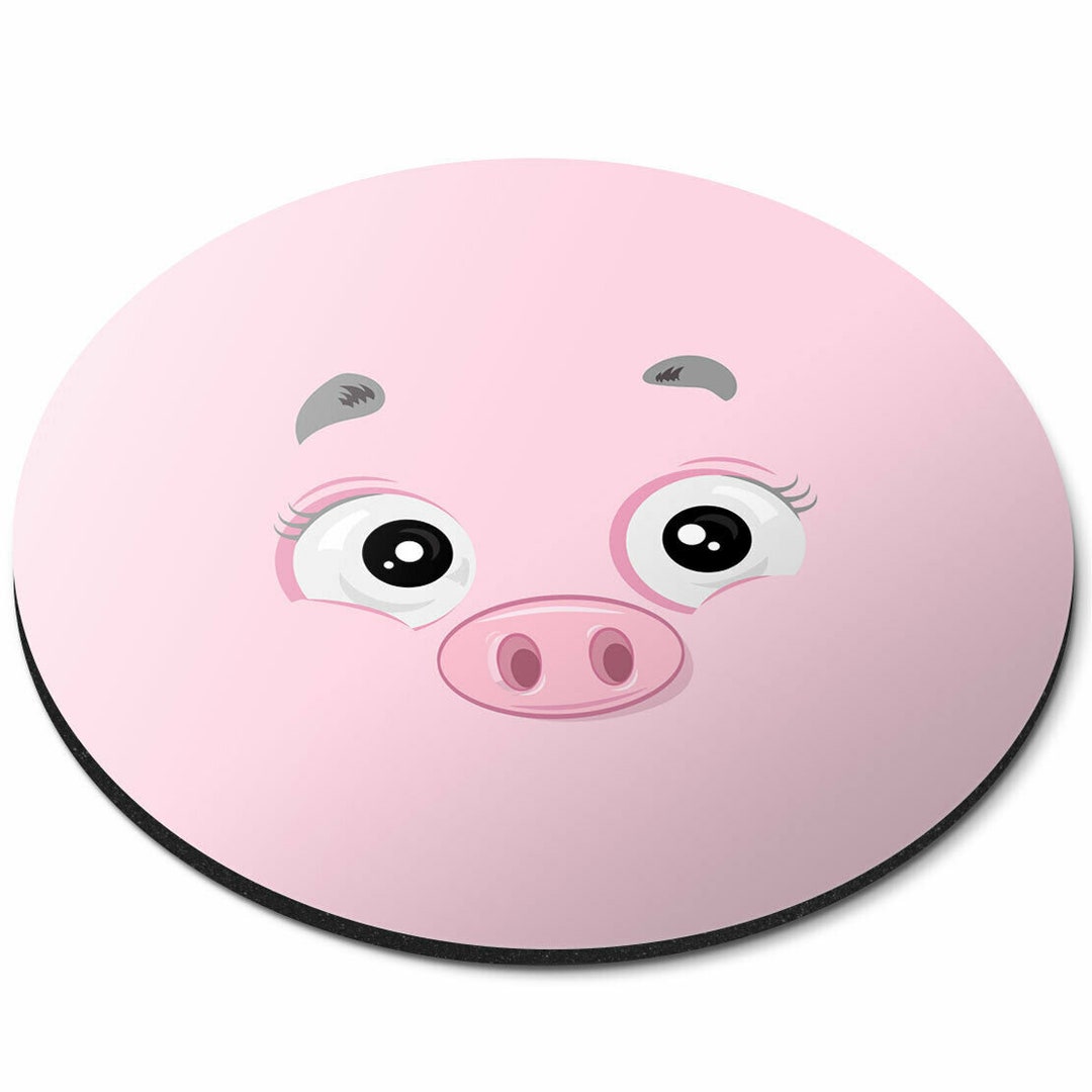 1 X Pig Round Mouse Mat - Piglet Cartoon Animal Farm Desk Accessories ...