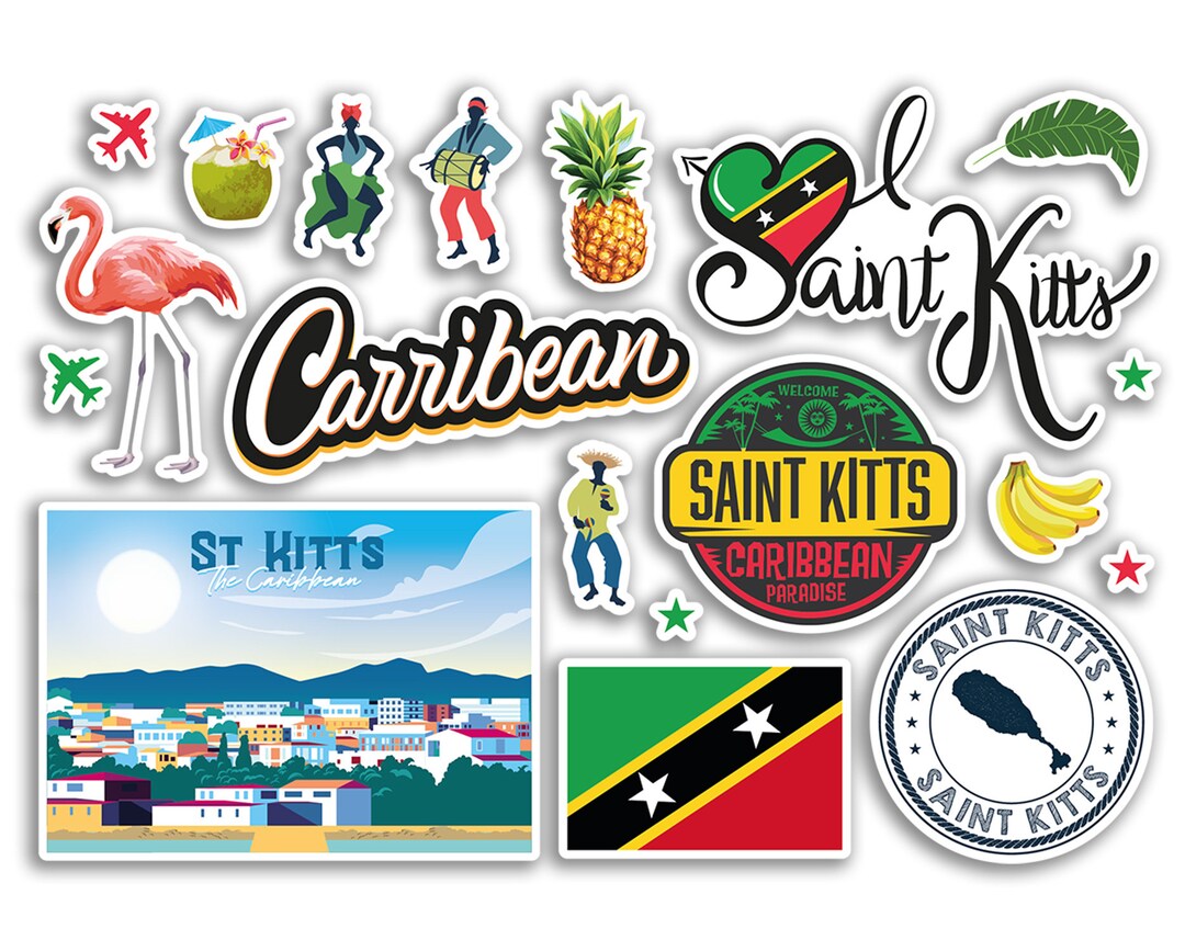 A5 Sticker Sheet St Kitts Vinyl Stickers Saint Caribbean Tropical ...