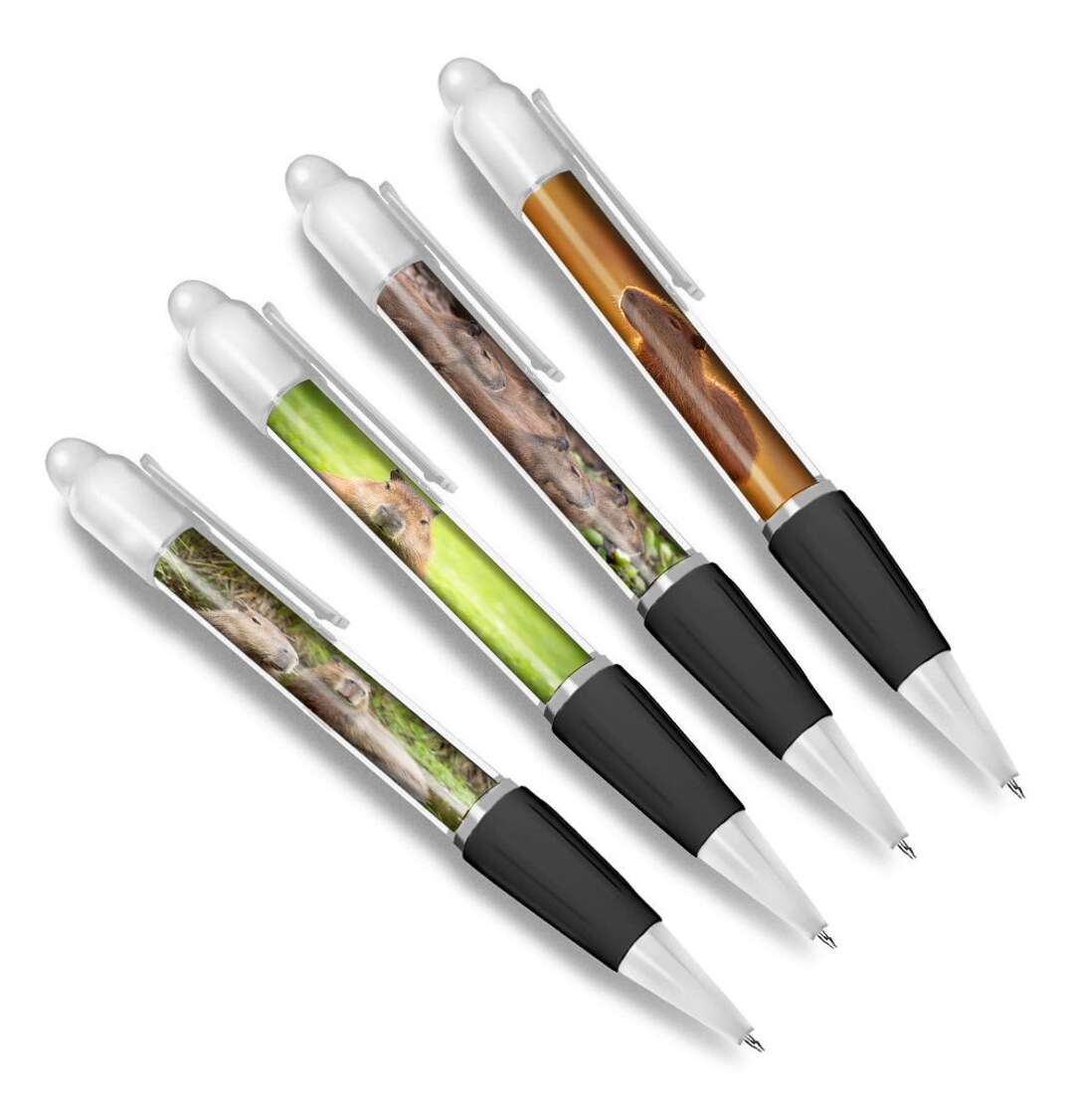 Set of 4 Capybara White Ballpoint Pens Face Animal Nature Wildlife Wild ...