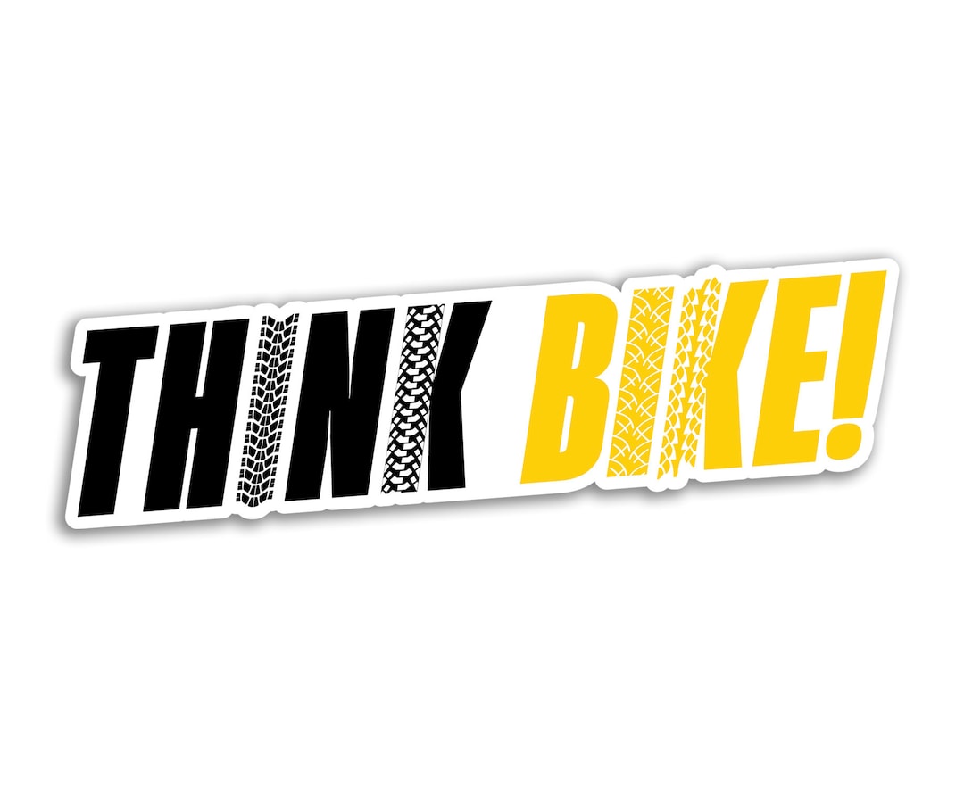 2 X 15cm Think Bike Vinyl Stickers Yellow Motorbike Motorcycle ...