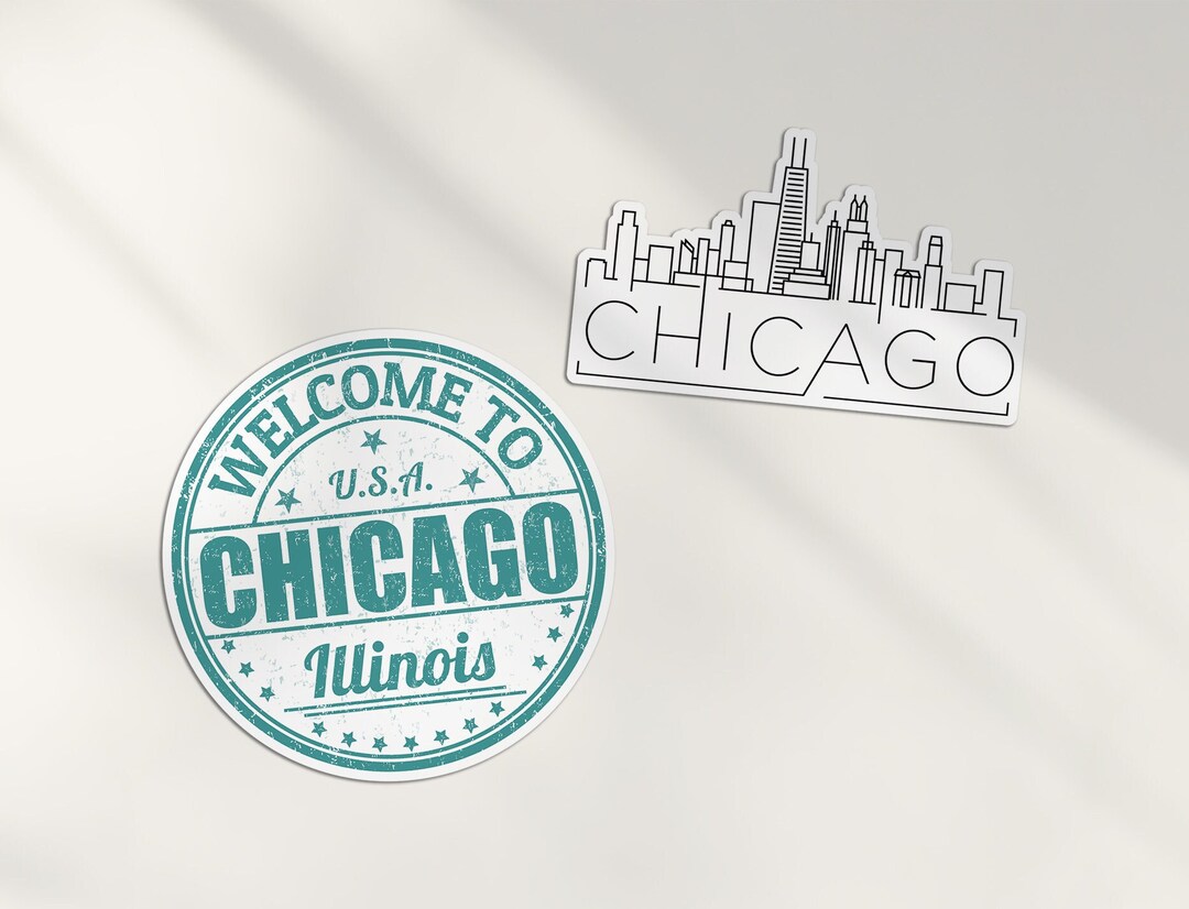 2 X 10cm Chicago Vinyl Stickers - America USA Illinois Map Flag Holiday ...
