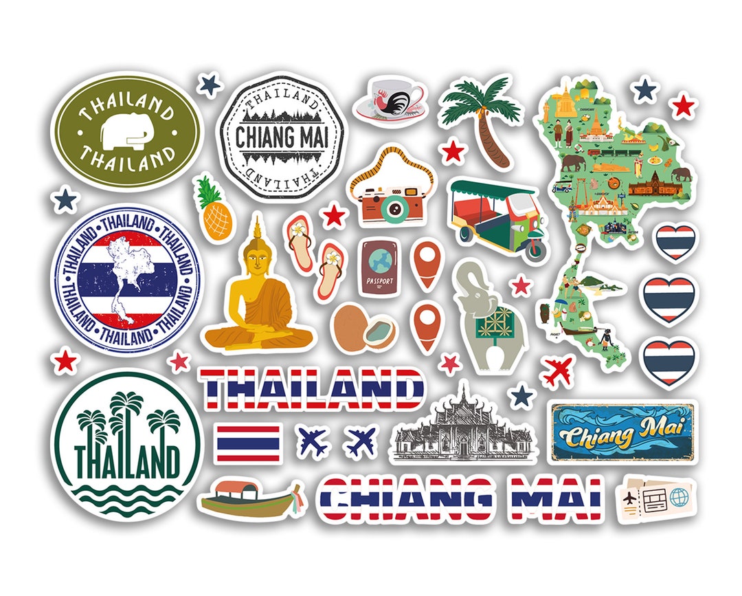 A5 Sticker Sheet Chiang Mai Landmarks Vinyl Stickers Thailand Sea Stamp ...