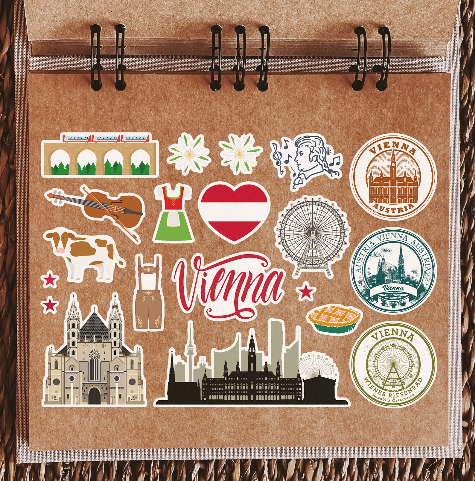 A5 Sticker Sheet Vienna Landmarks Vinyl Stickers - Austria Beach ...