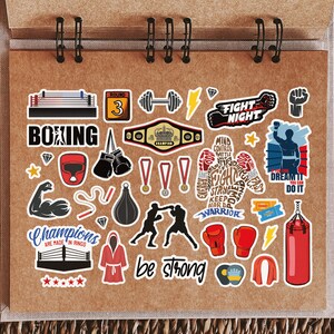 A5 Sticker Sheet Boxing Vinyl Stickers Boxer Fight Sport Boys Men ...