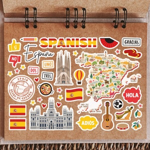 A5 Sticker Sheet Spanish Vinyl Stickers Spain Espanol School Book Flag ...
