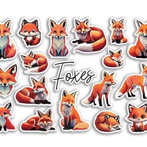 A5 Sticker Sheet Foxes Vinyl Stickers - Vixen Fox Pets Kawaii Animals ...