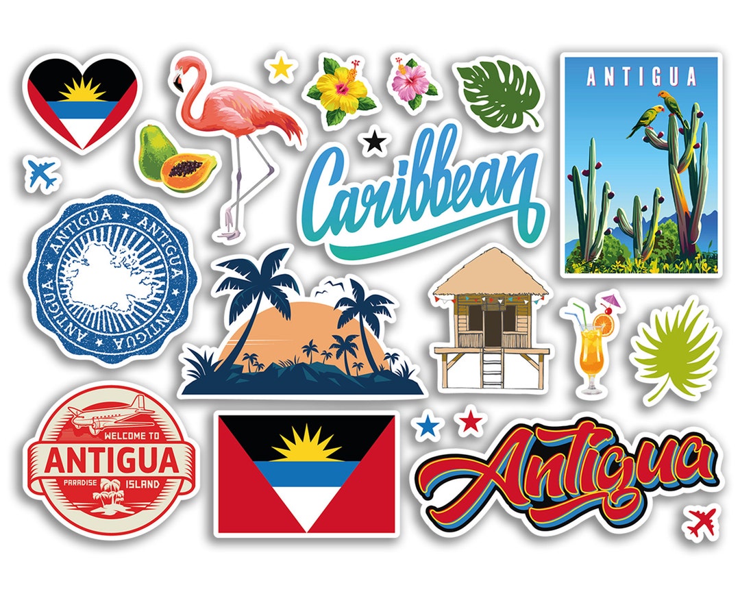 A5 Sticker Sheet Antigua Vinyl Stickers Caribbean Tropical Summer ...