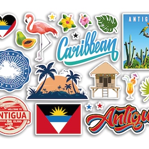 A5 Sticker Sheet Antigua Vinyl Stickers Caribbean Tropical Summer ...