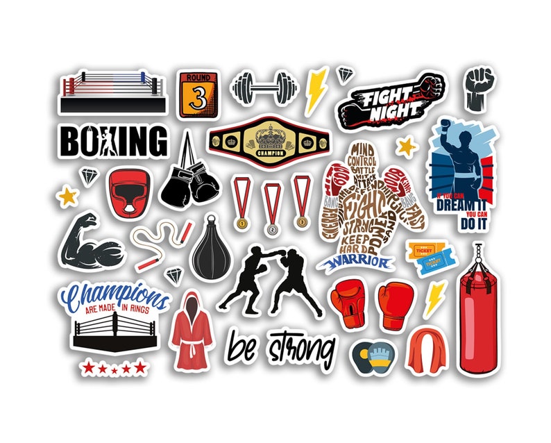 A5 Sticker Sheet Boxing Vinyl Stickers Boxer Fight Sport - Etsy