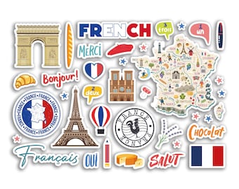 A4 Sticker Sheet Paris Landmarks Vinyl Stickers - France City Eiffel ...