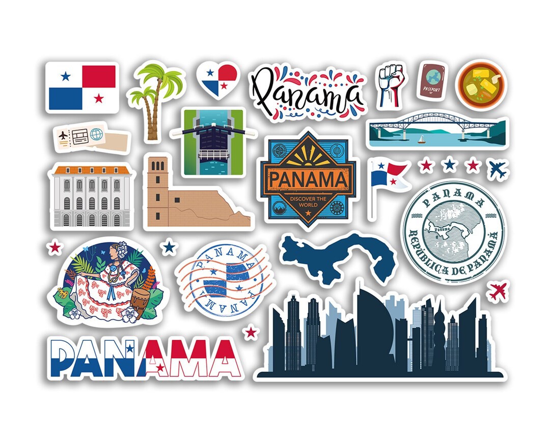 A5 Sticker Sheet Panama Landmarks Vinyl Stickers - City Canal Beach ...