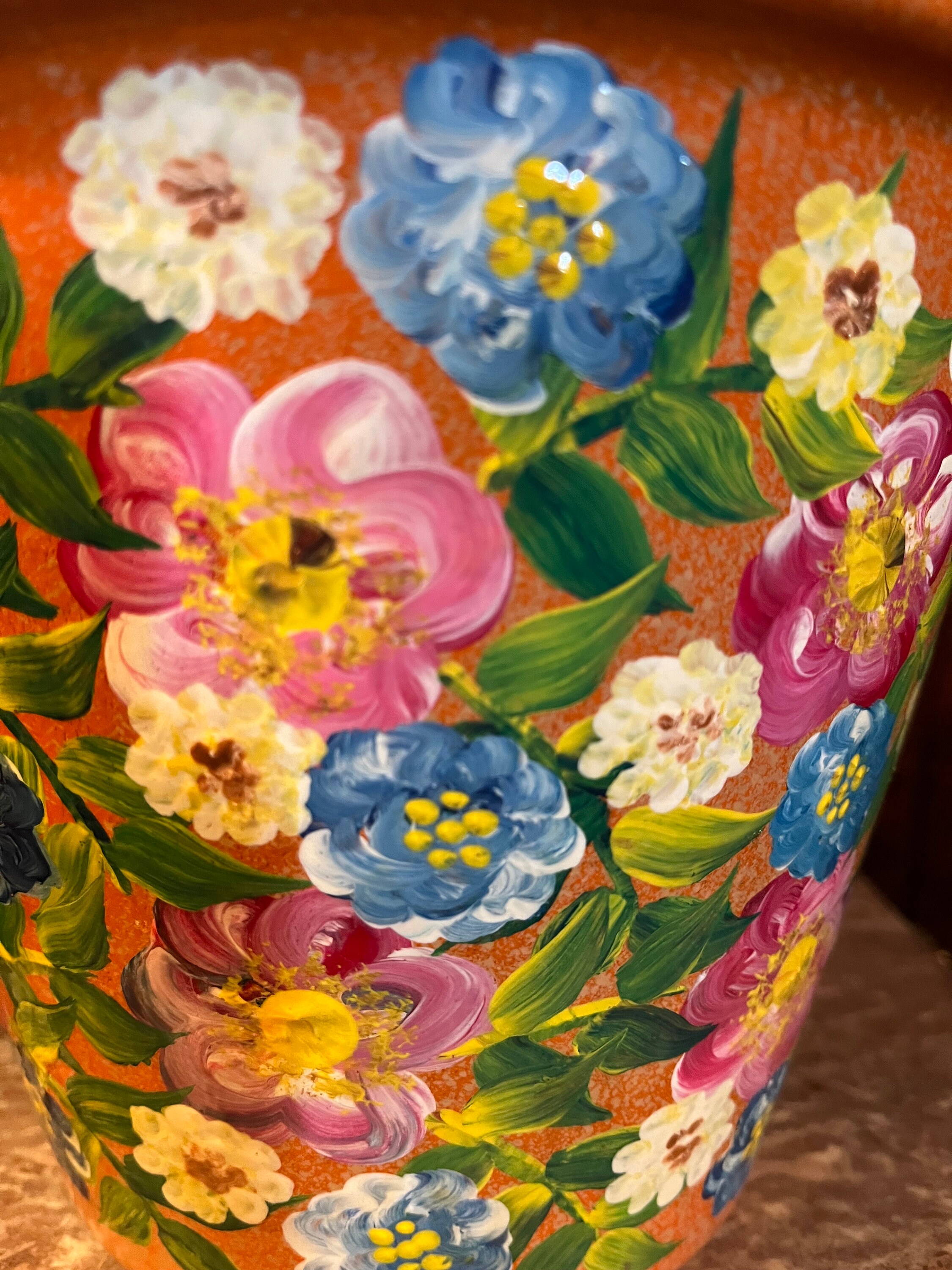 Hand-painted Pot, Painted Terra-cotta Pot, Red Clay Pot, Painted Red ...