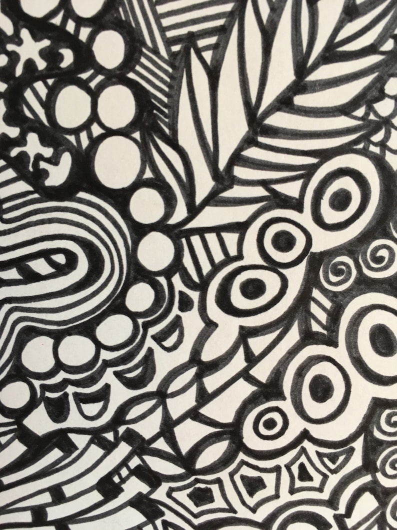 Black and White Doodle Design, Print of Original Drawing, Drawing ...