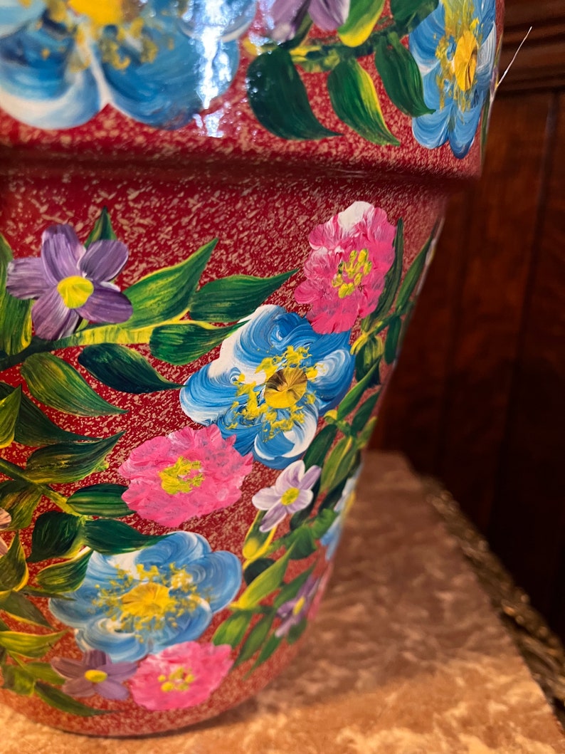 Hand-painted Pot, Terra-cotta Pot, Red Clay Pot, Painted Red Clay Pot ...