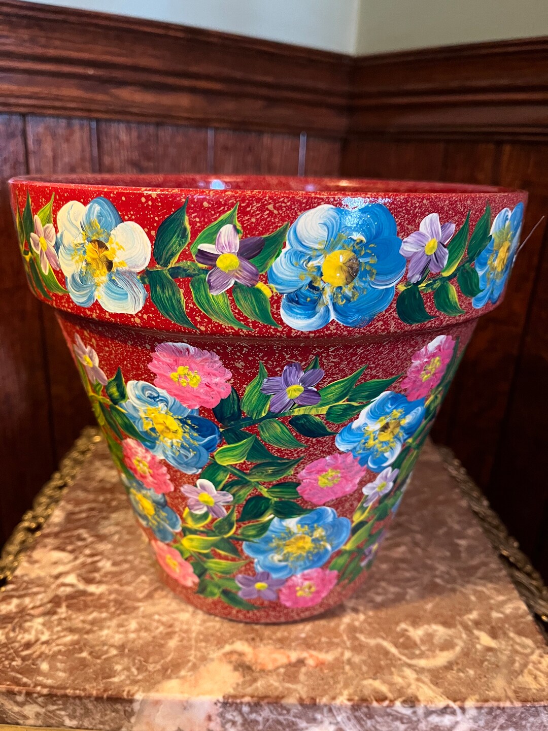 Hand-painted Pot, Terra-cotta Pot, Red Clay Pot, Painted Red Clay Pot ...