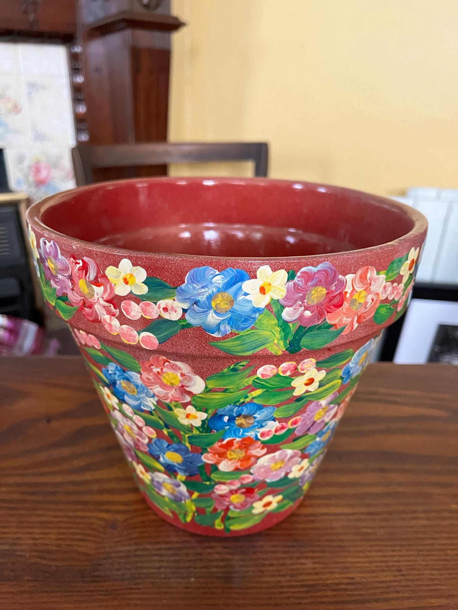 Hand-painted Pot, Painted Red Clay Pot, Painted Terra-cotta Pot, Terra ...