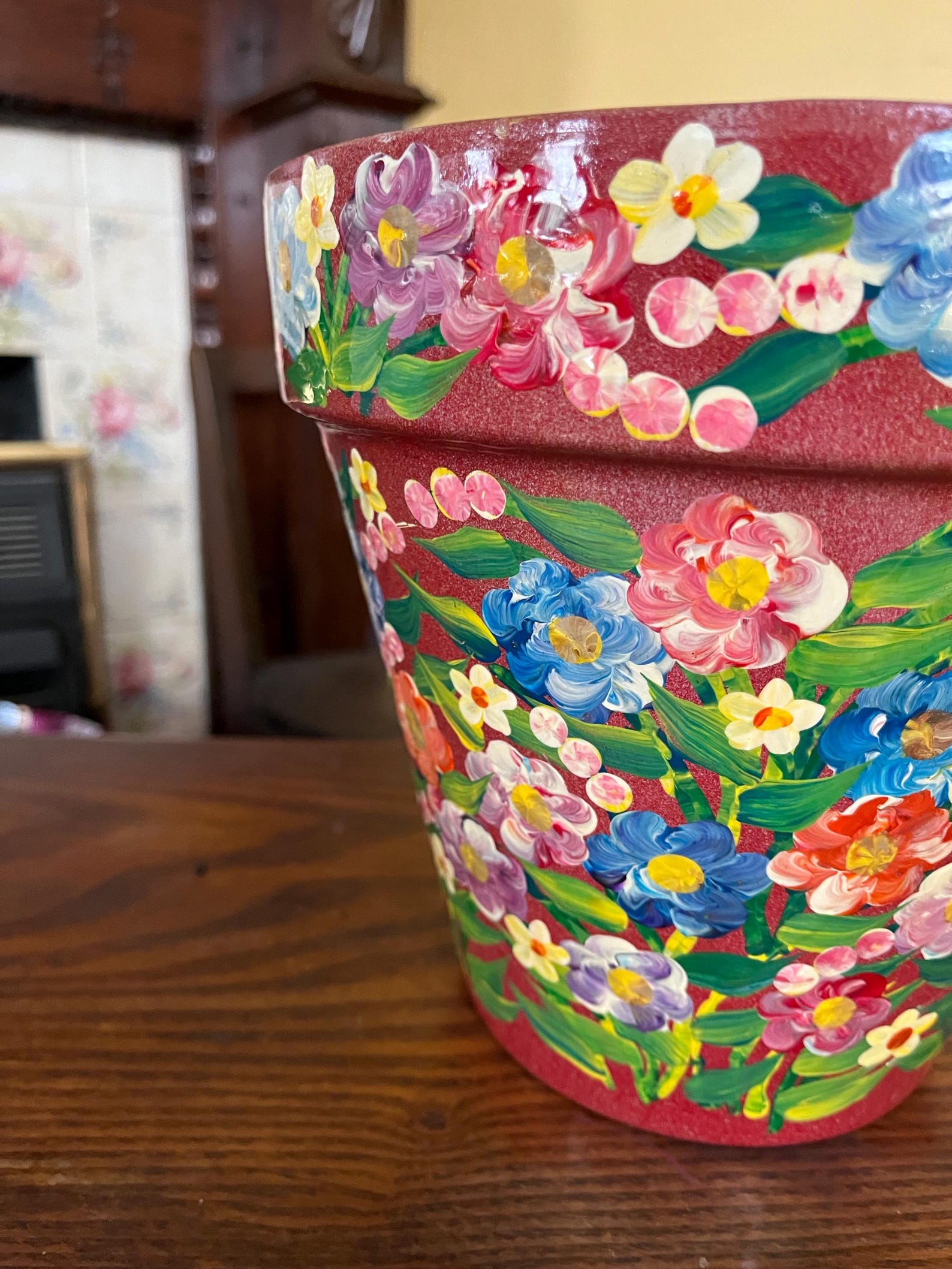 Hand-painted Pot, Painted Red Clay Pot, Painted Terra-cotta Pot, Terra ...