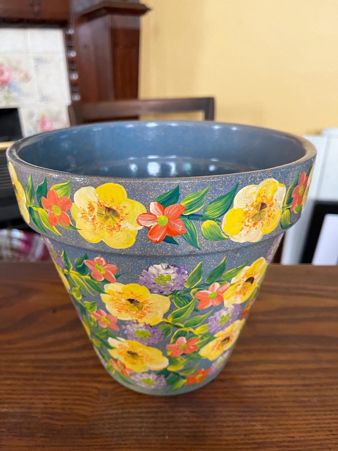 Hand-painted Pot, Painted Red Clay Pot, Painted Terra-cotta Pot, Hand ...