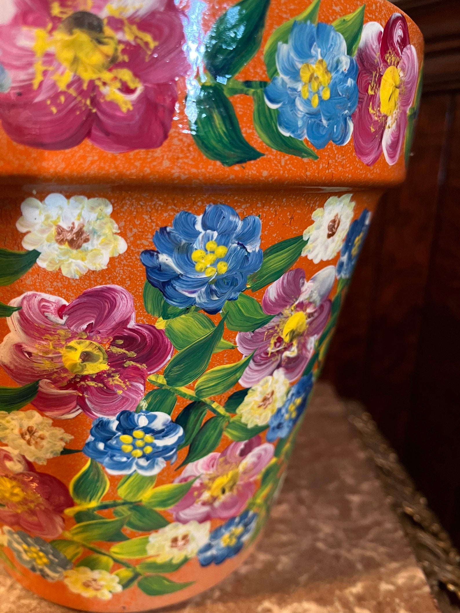 Hand-painted Pot, Painted Terra-cotta Pot, Red Clay Pot, Painted Red ...