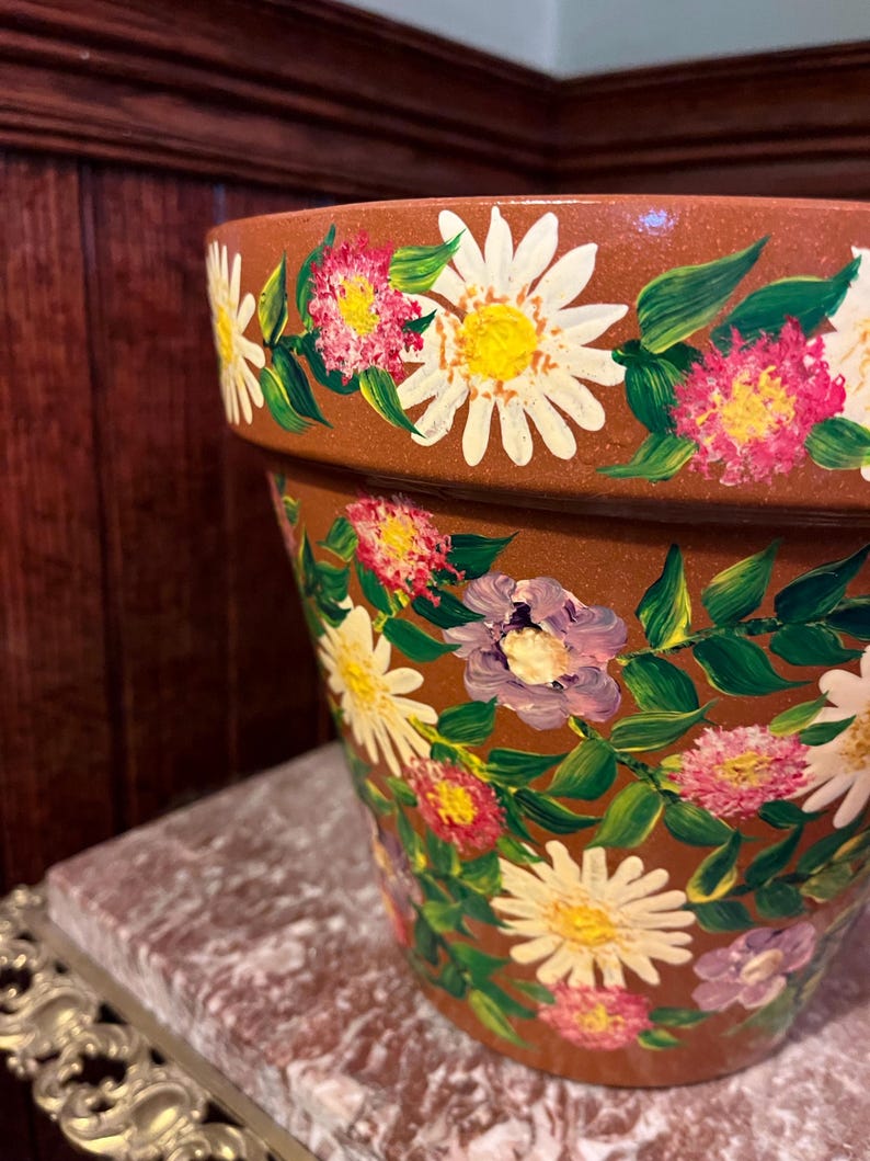 Hand-painted Pot, Painted Terra-cotta Pot, Terra-cotta Pot, Red Clay ...