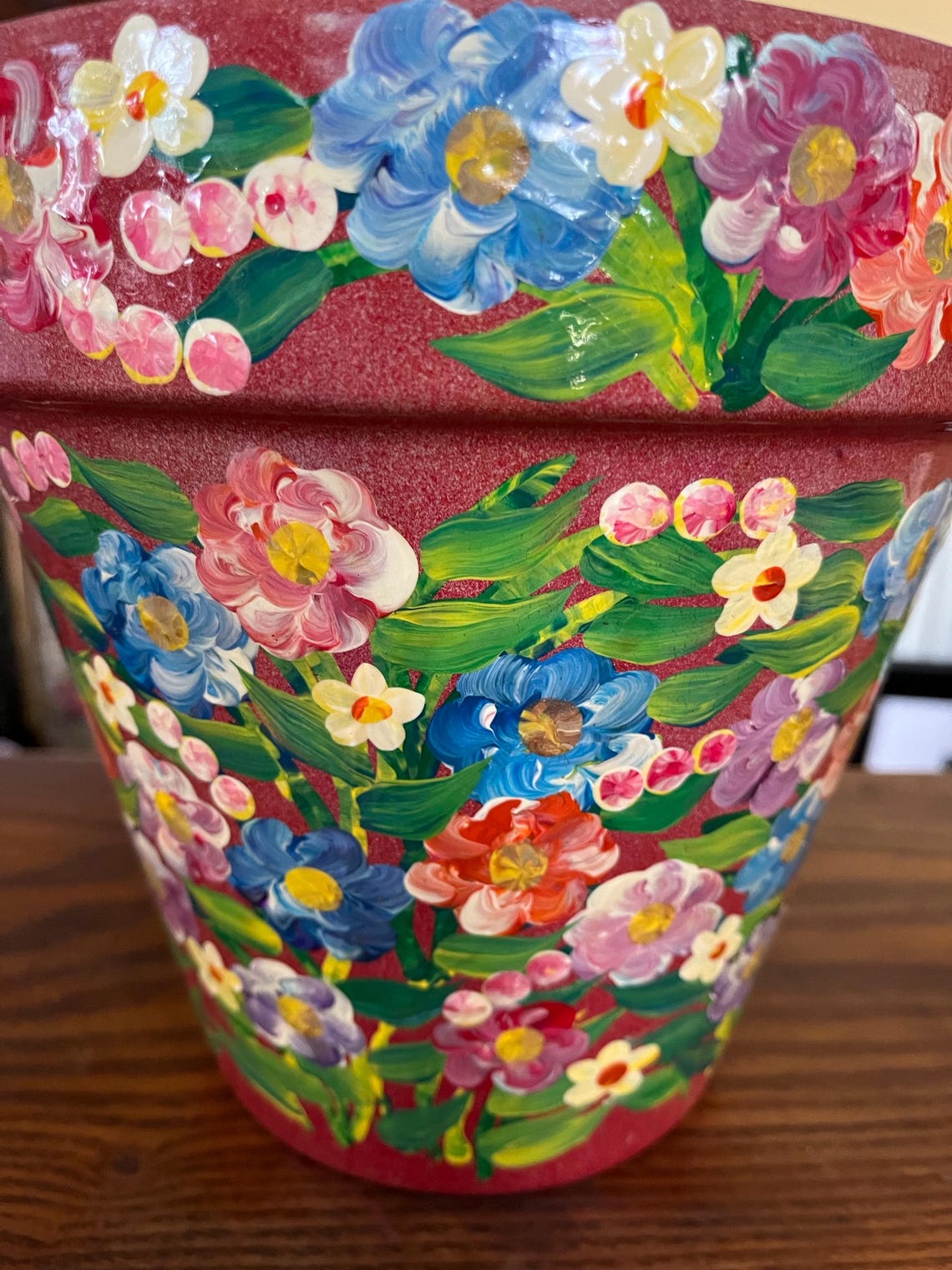 Hand-painted Pot, Painted Red Clay Pot, Painted Terra-cotta Pot, Terra ...