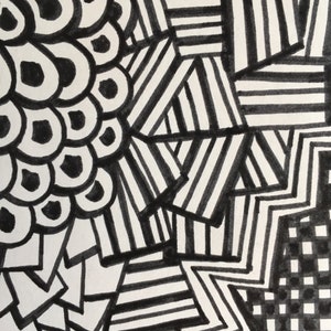 Black and White Doodle Design, Print of Original Drawing, Drawing ...