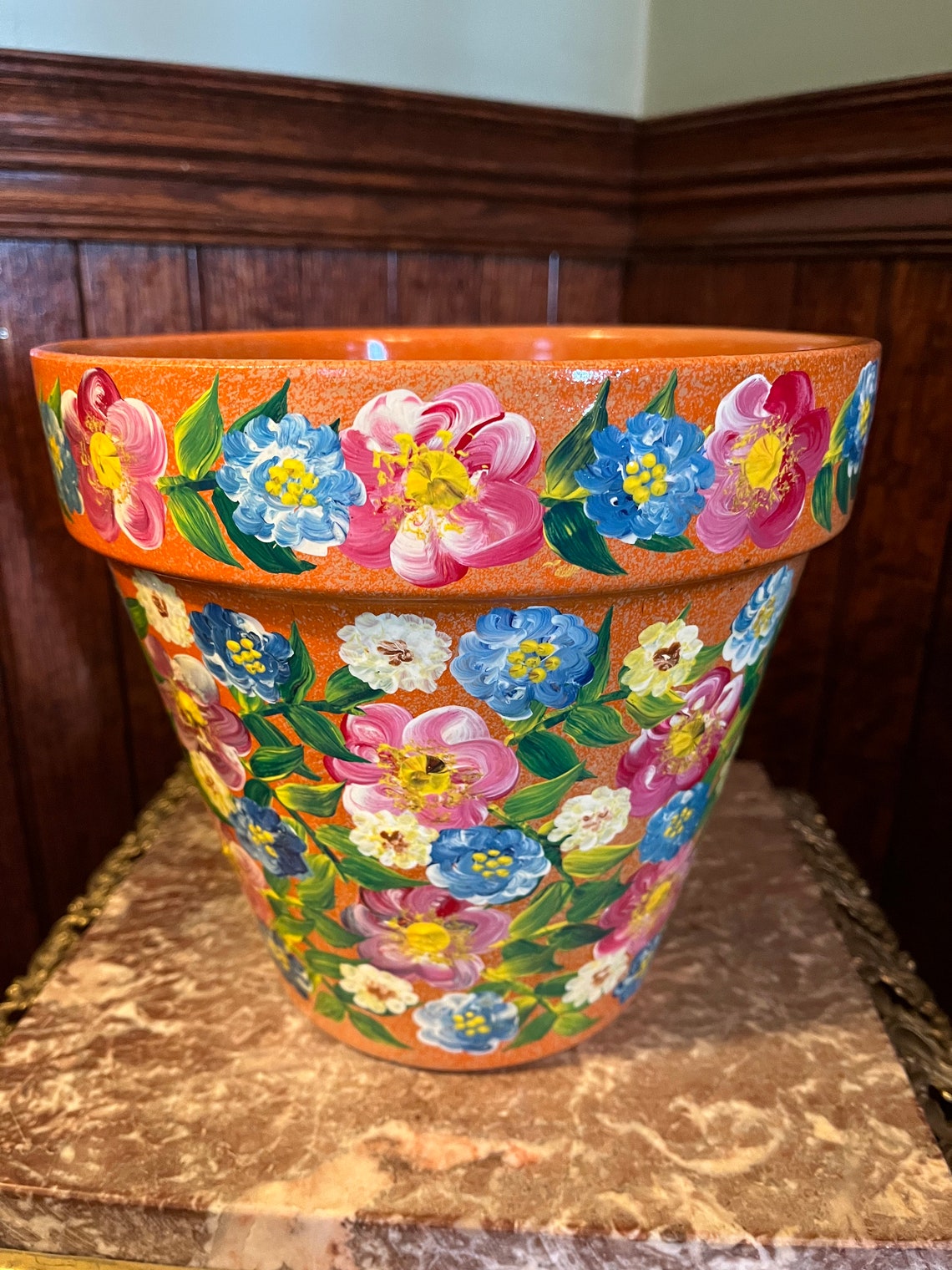 Hand-painted Pot, Painted Terra-cotta Pot, Red Clay Pot, Painted Red ...