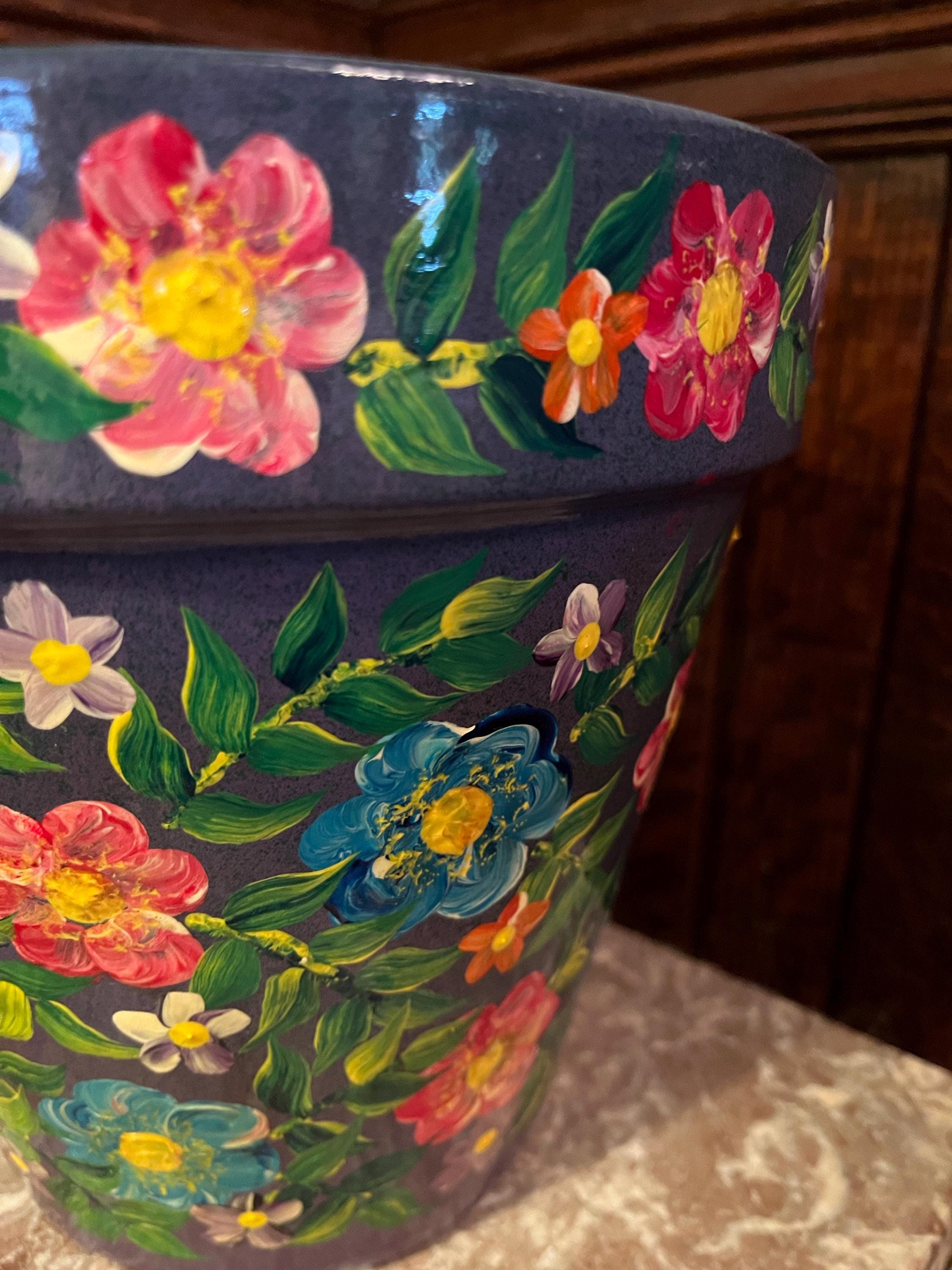 Hand-painted Pot, Painted Terra-cotta Pot, Terra-cotta Pot, Red Clay ...