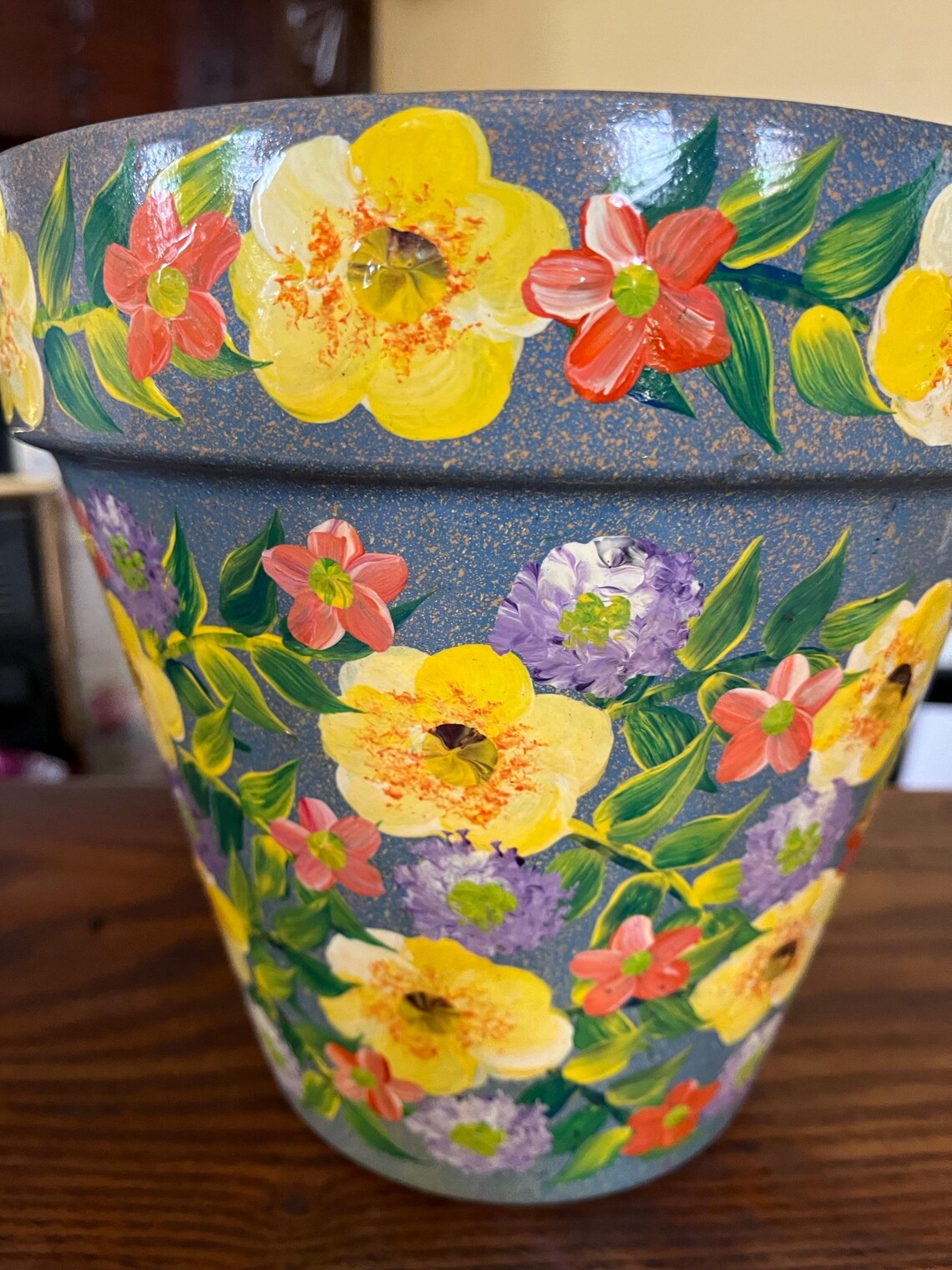 Hand-painted Pot, Painted Red Clay Pot, Painted Terra-cotta Pot, Hand ...