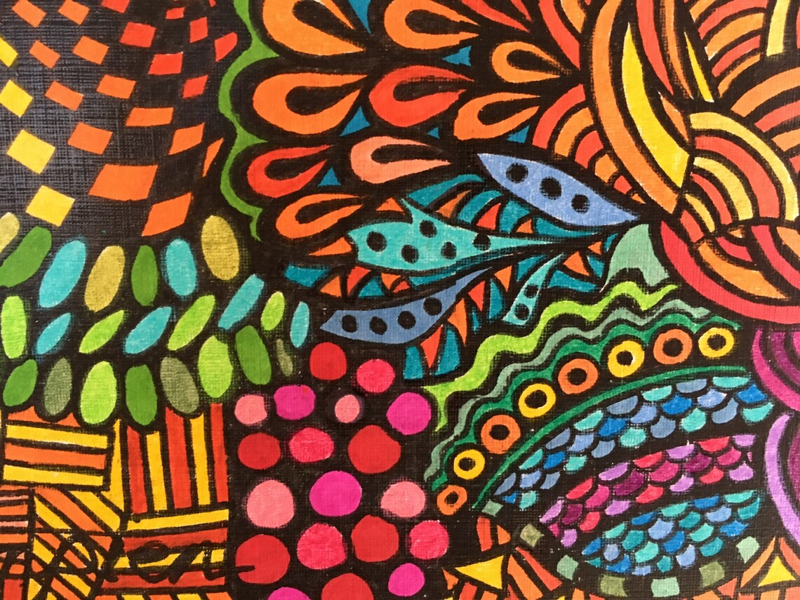 Abstract Doodle Design bright Color Print of Original - Etsy UK