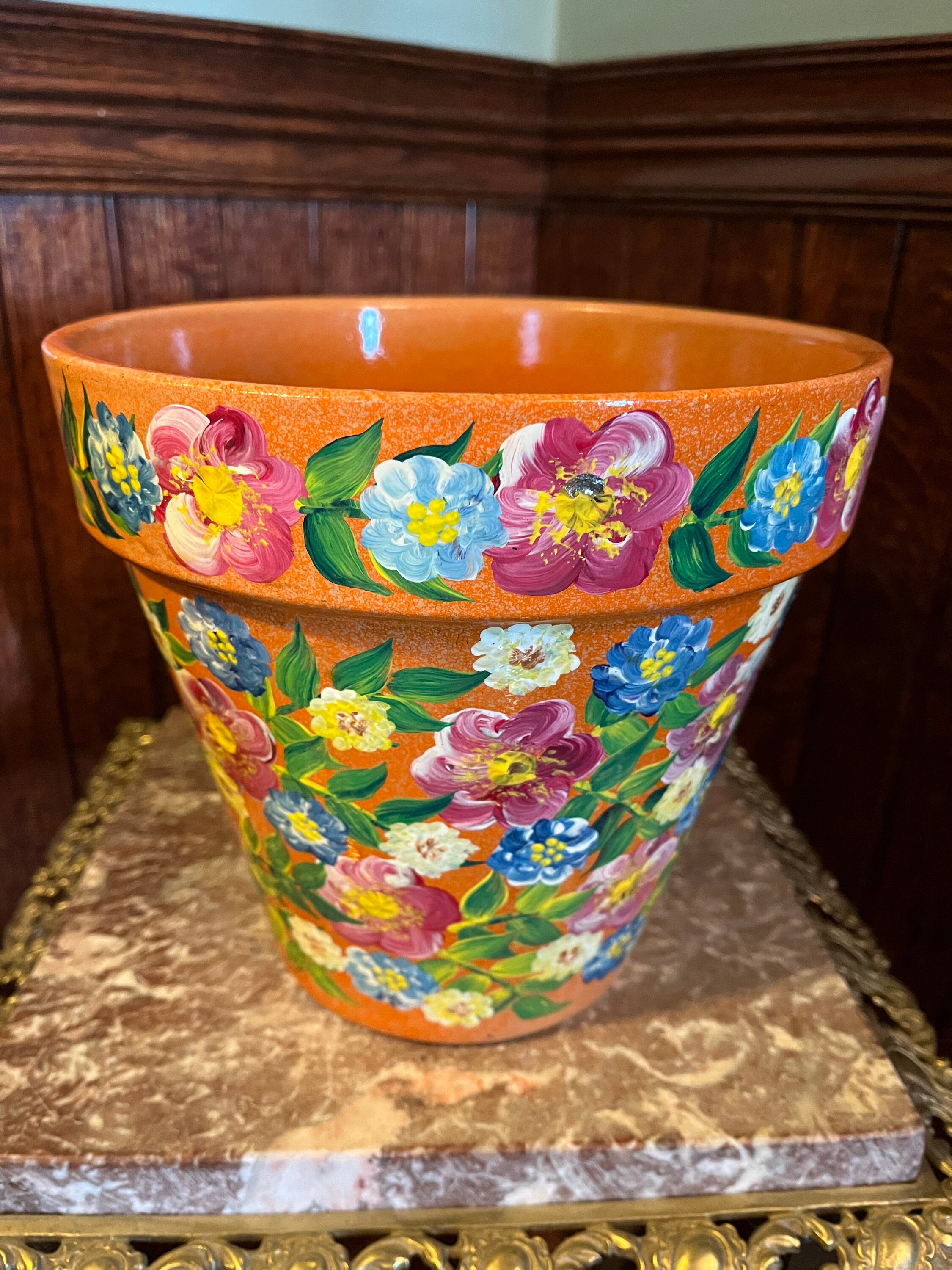 Hand-painted Pot, Painted Terra-cotta Pot, Red Clay Pot, Painted Red ...