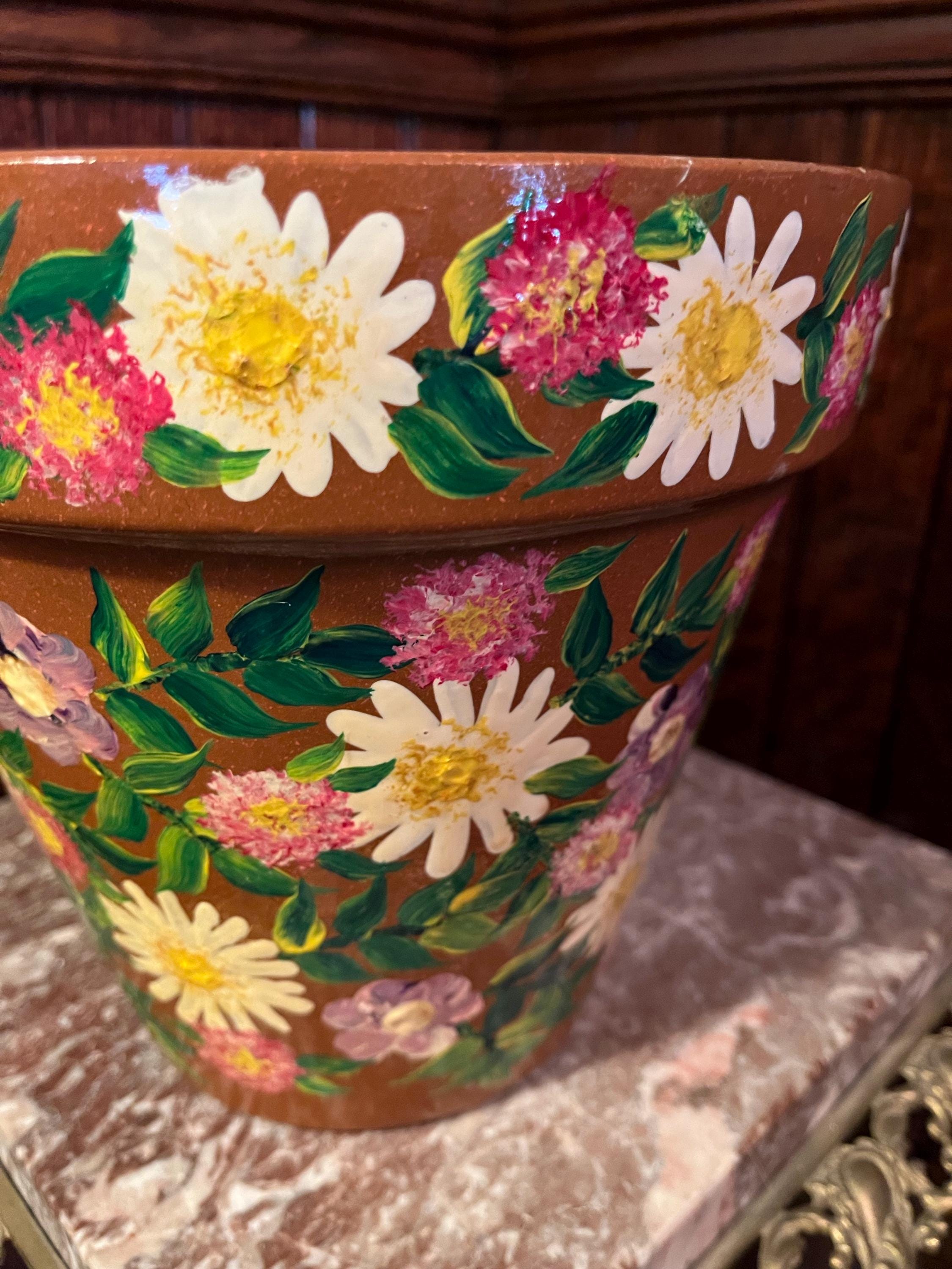 Hand-painted Pot, Painted Terra-cotta Pot, Terra-cotta Pot, Red Clay ...