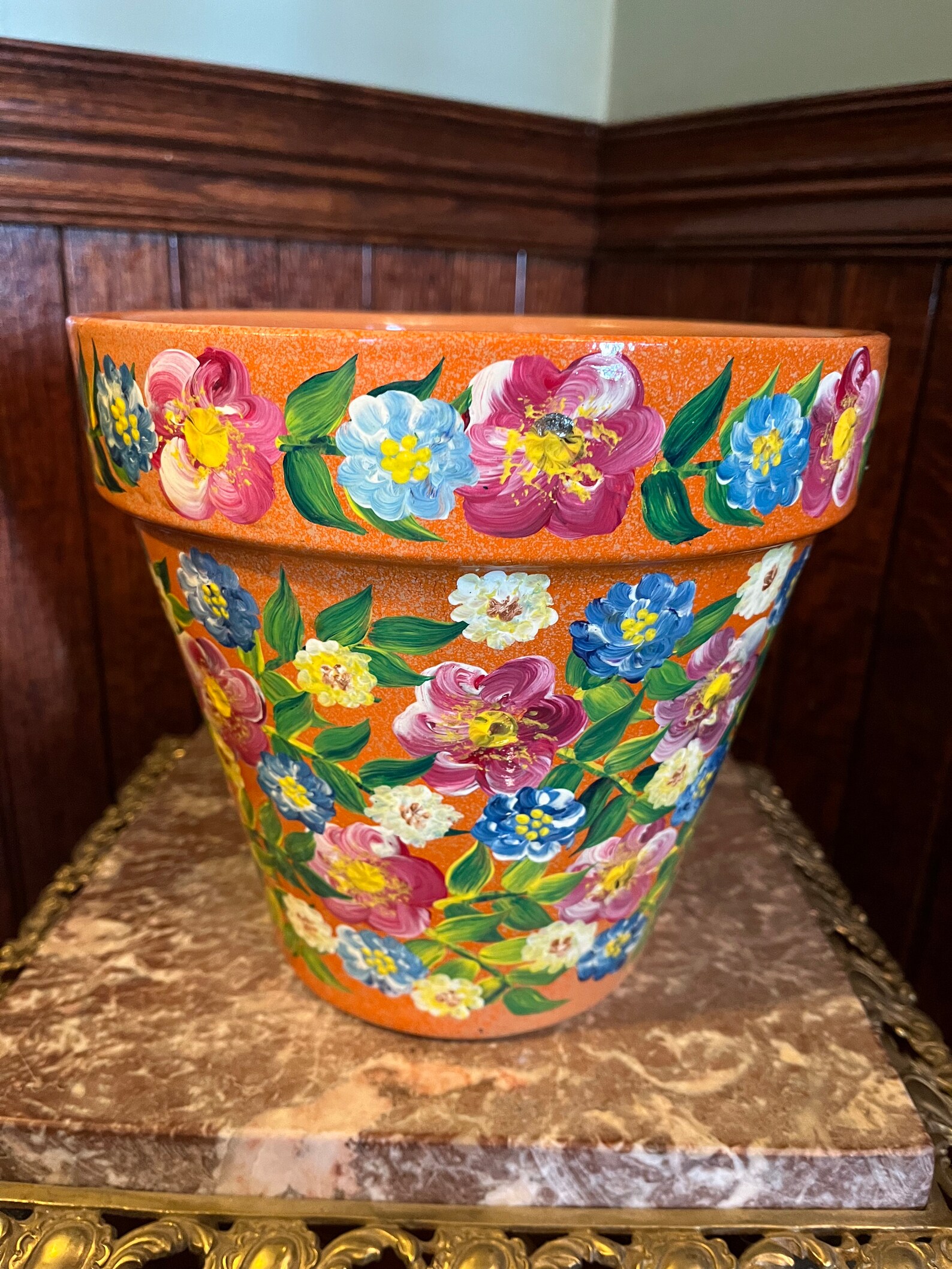 Hand-painted Pot, Painted Terra-cotta Pot, Red Clay Pot, Painted Red ...