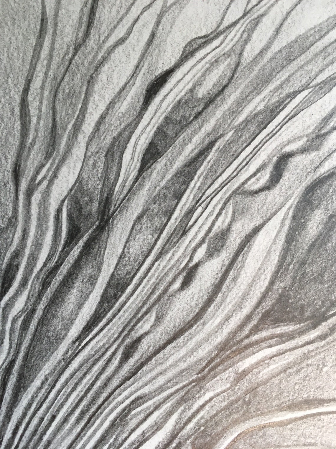 Landslide, Print of Original Drawing, Drawing, Trees, Landscape, Pencil ...