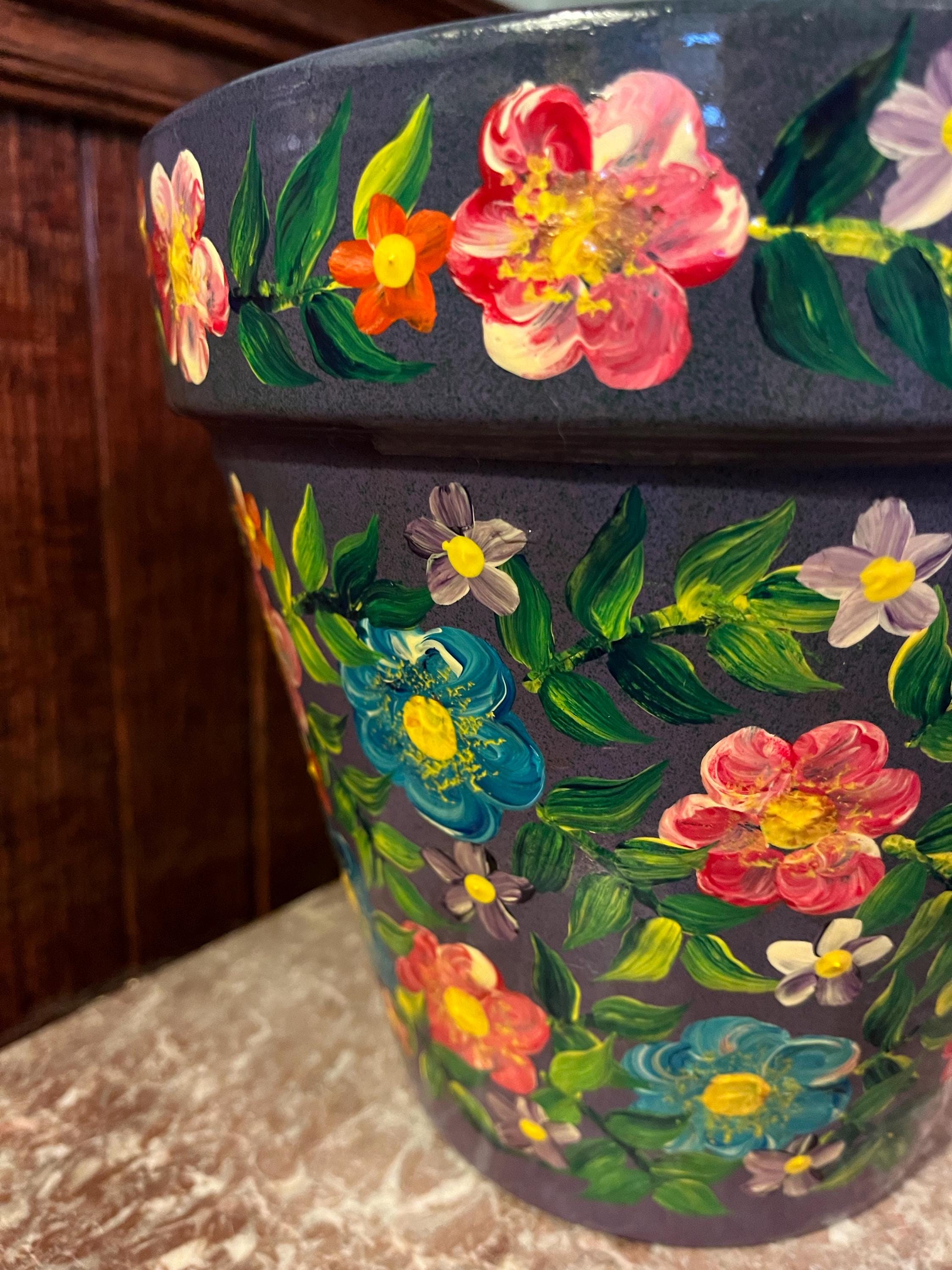 Hand-painted Pot, Painted Terra-cotta Pot, Terra-cotta Pot, Red Clay ...