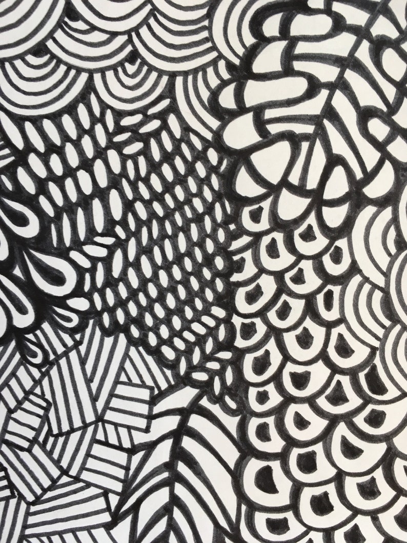 Black and White Doodle Design, Print of Original Drawing, Drawing ...